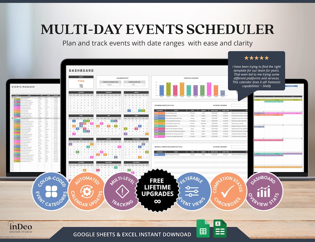 Events Template Excel Schedule Calendar Events Planner Tracker Events ...