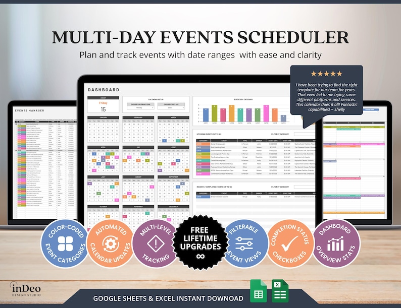 Events Template Excel Schedule Calendar Events Planner Tracker Events ...