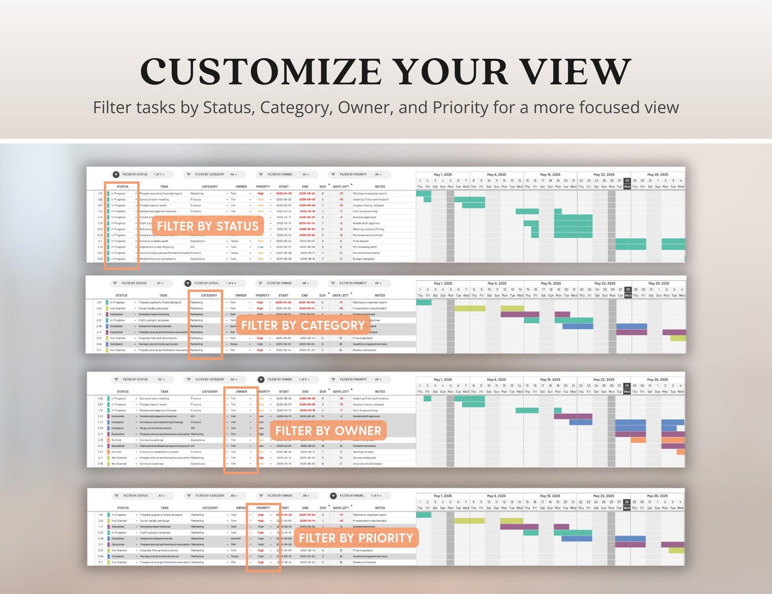 Gantt Chart Project Management Tool Gantt Timeline Project Google Sheet ...
