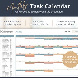 2025 Calendar Task Calendar Color-coded Smart Calendar Goal Planner ...