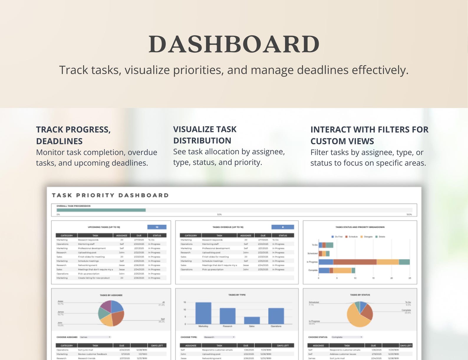 Task Manager Google Sheet Task Tracker Management Priority Matrix ...