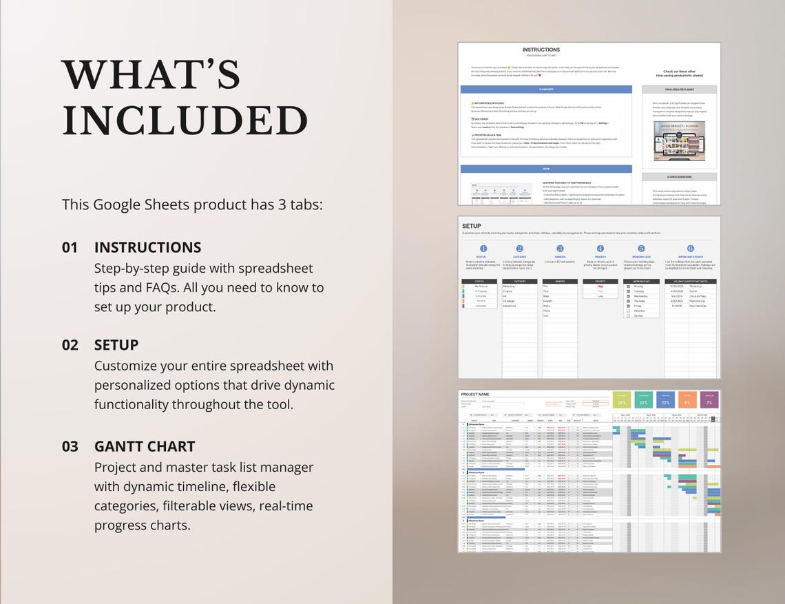 Gantt Chart Project Management Tool Gantt Timeline Project Google Sheet ...