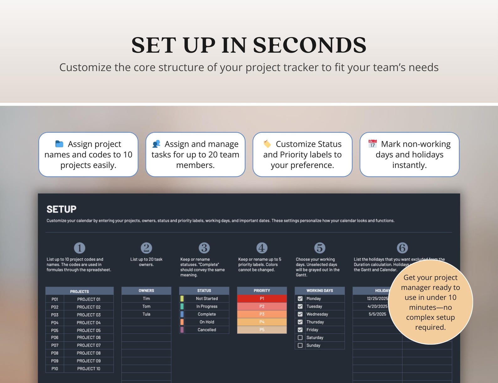 Project Manager Planner Multi Project Management Template Gantt Chart ...