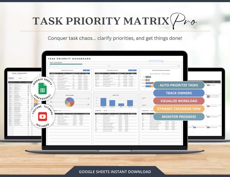 Task Manager Google Sheet Task Tracker Management Priority Matrix ...