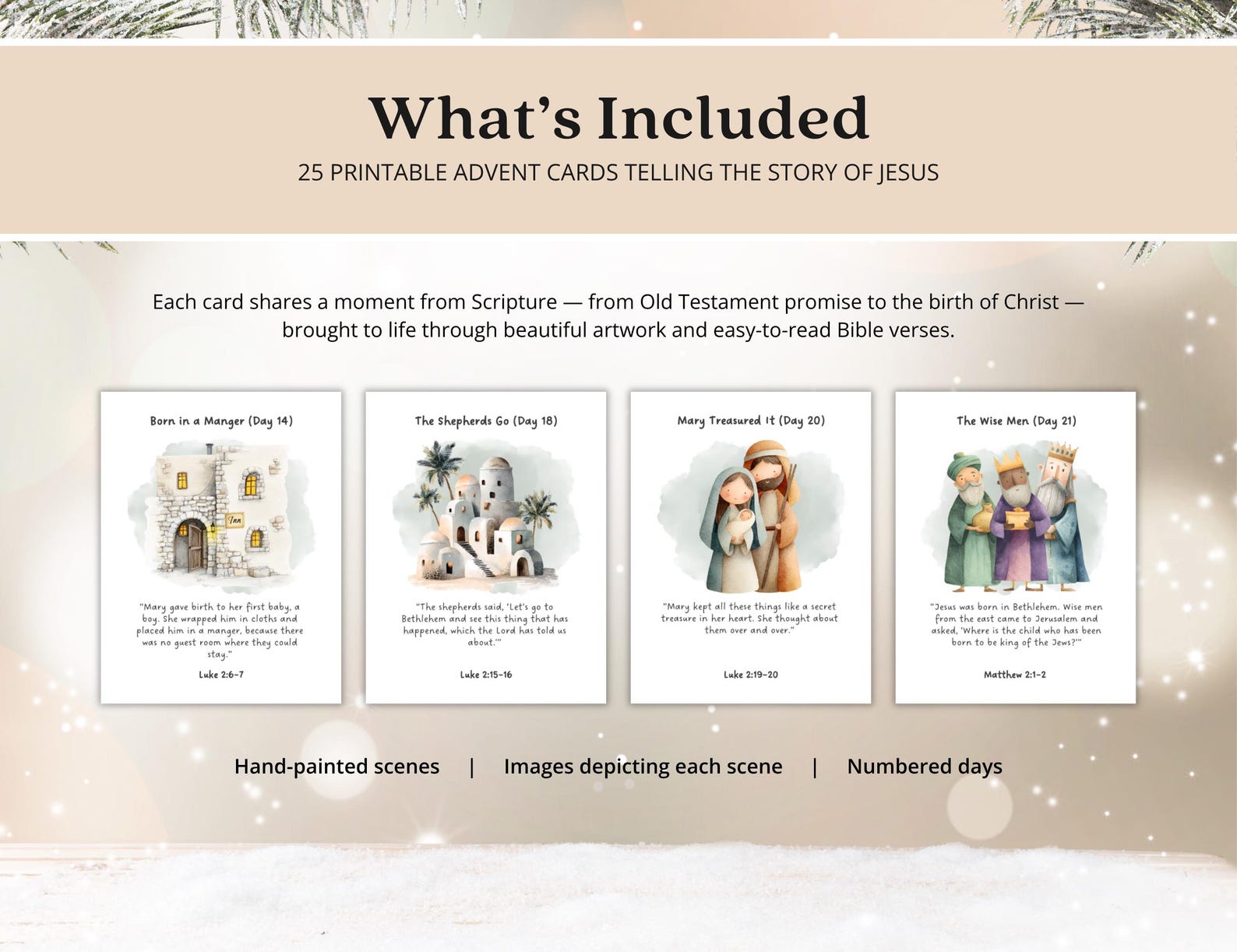 Advent Calendar Cards for Kids, Christmas Scripture Cards Printable ...