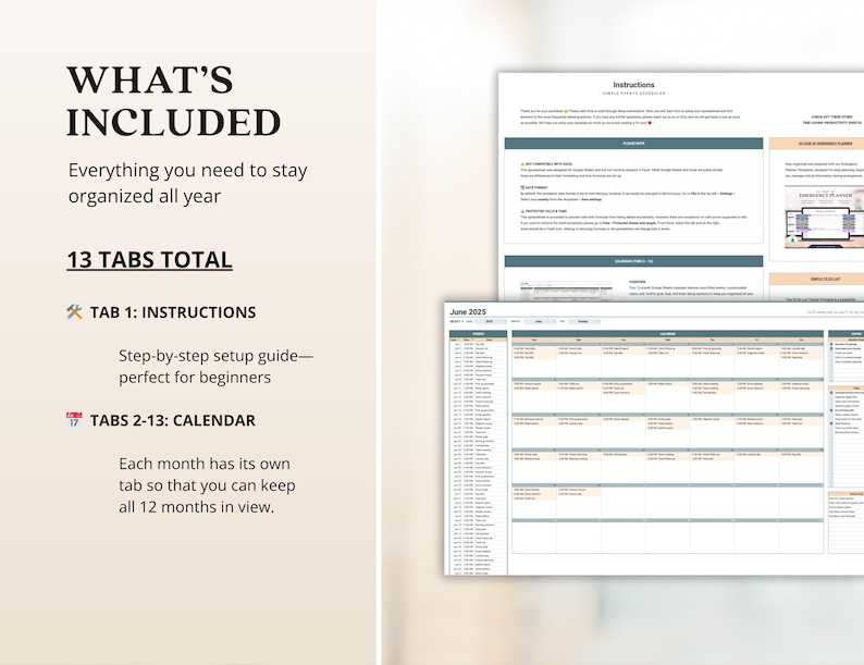 Events Calendar Organizer Monthly Digital Calendar Events Schedule ...