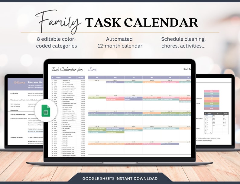 Busy Mom Planner Digital Calendar Template Editable Chore Chart for ...