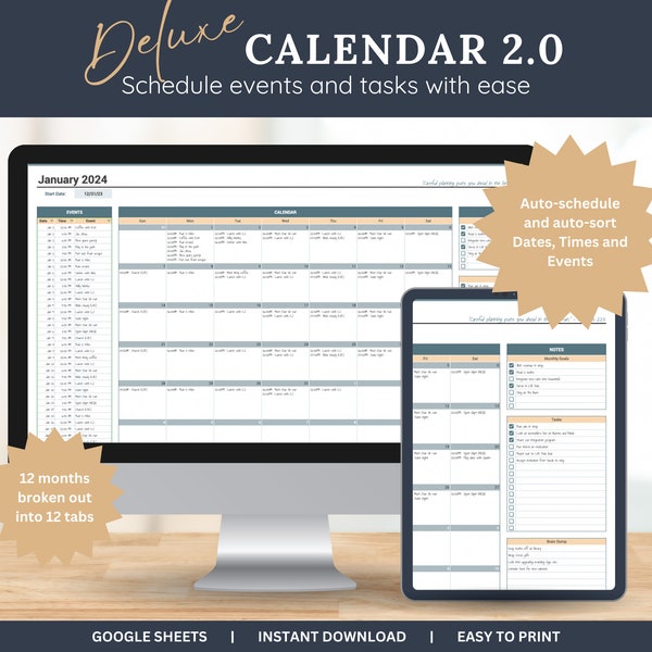 Google Spreadsheet 2023 2024 Calendar - Etsy