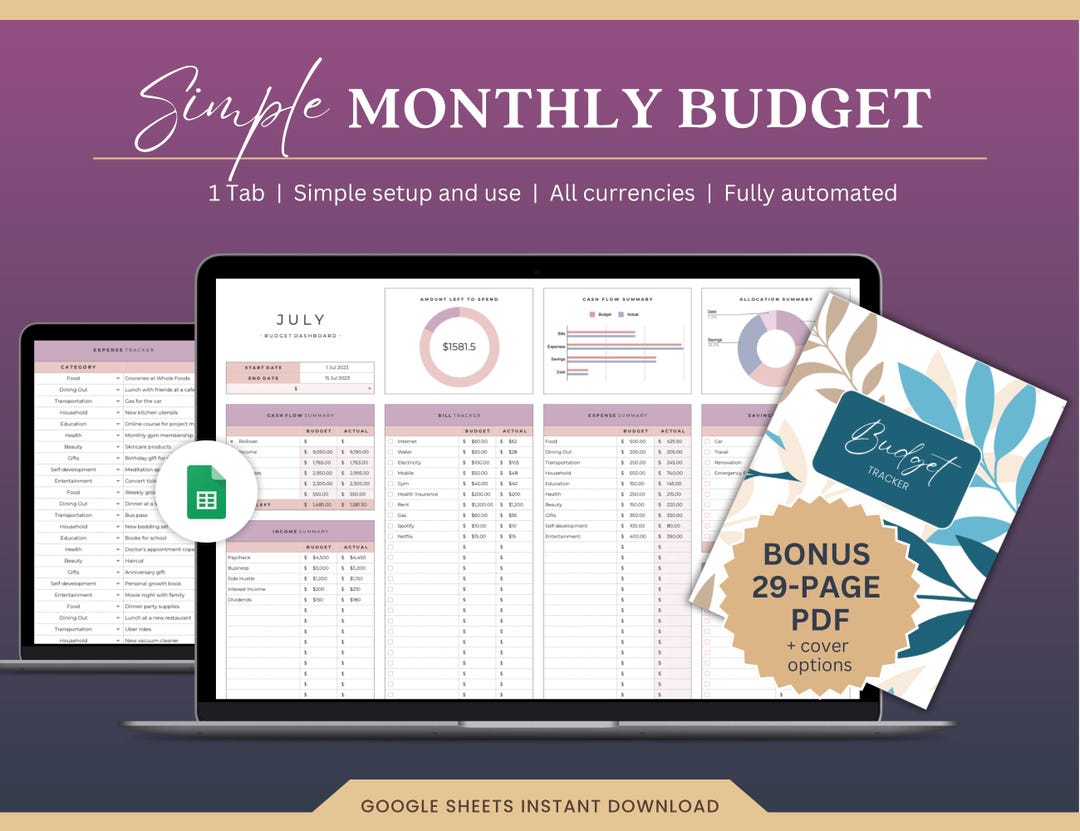 Monthly Budget Spreadsheet Google Sheets Budget Income and Expense ...
