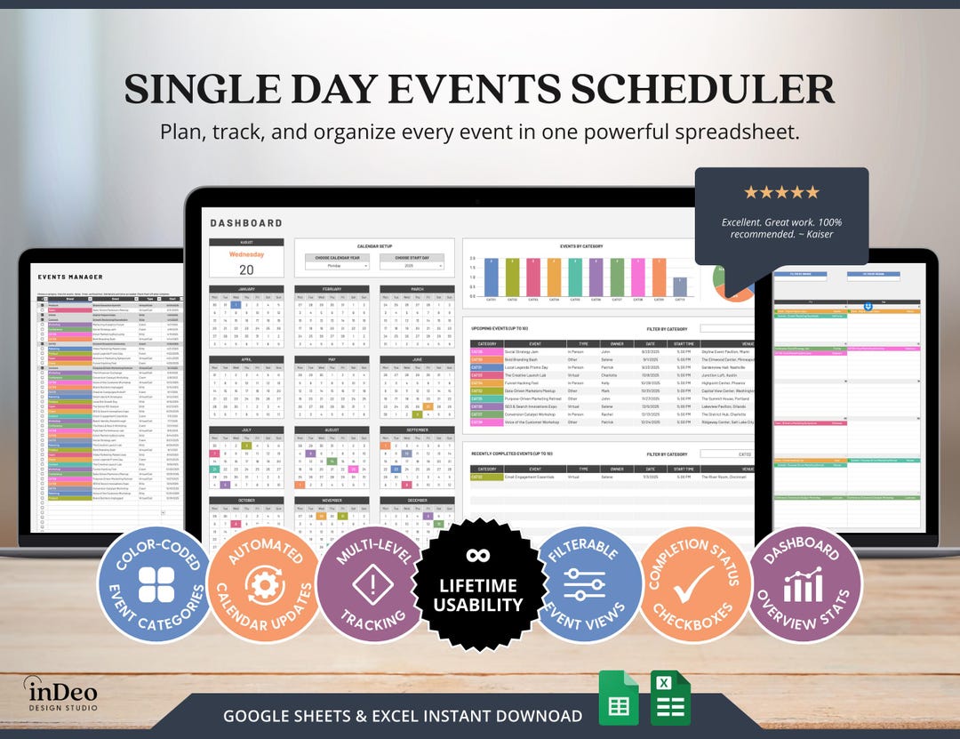 Small Business Events Calendar Spreadsheet Template Schedule Time ...