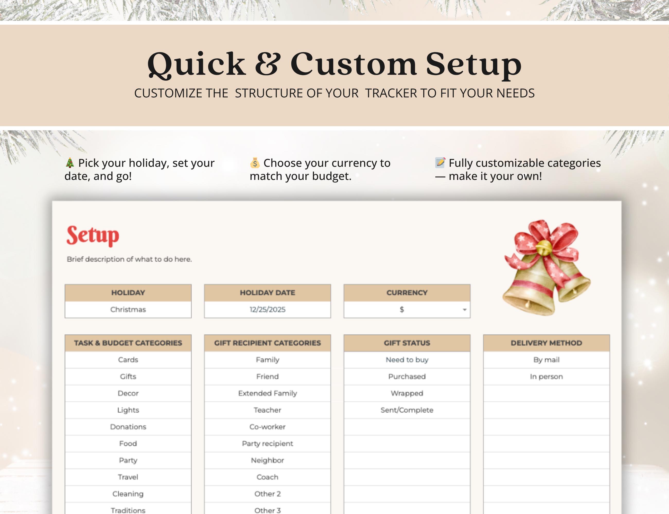Christmas Organizer Template Google Sheets Gift Tracker Spreadsheet ...