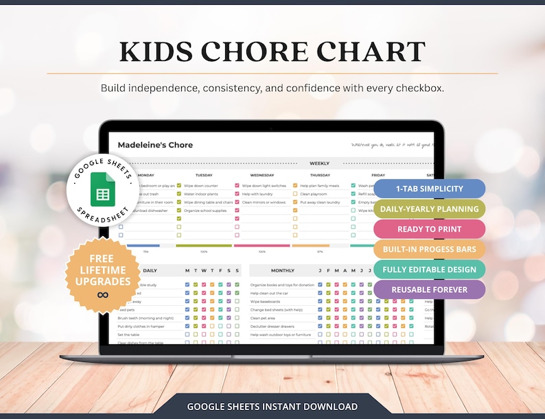 Printable Chore Chart for Kids Routine Chart for Kids Template Chore ...