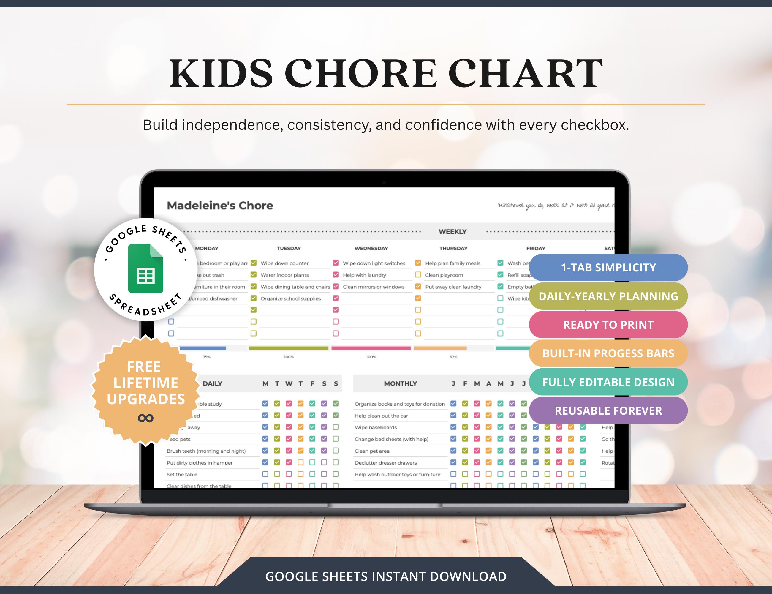 Printable Chore Chart for Kids Routine Chart for Kids Template Chore ...