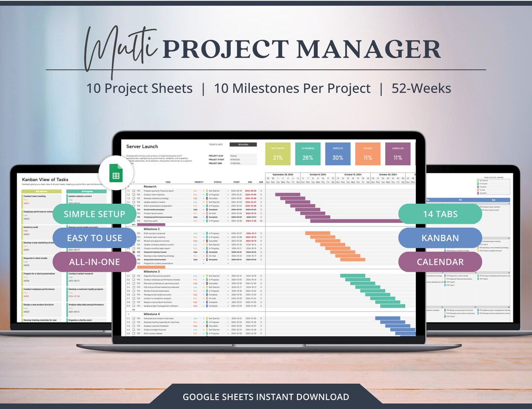 Multi Project Management Template for Business Bundle Template Small ...