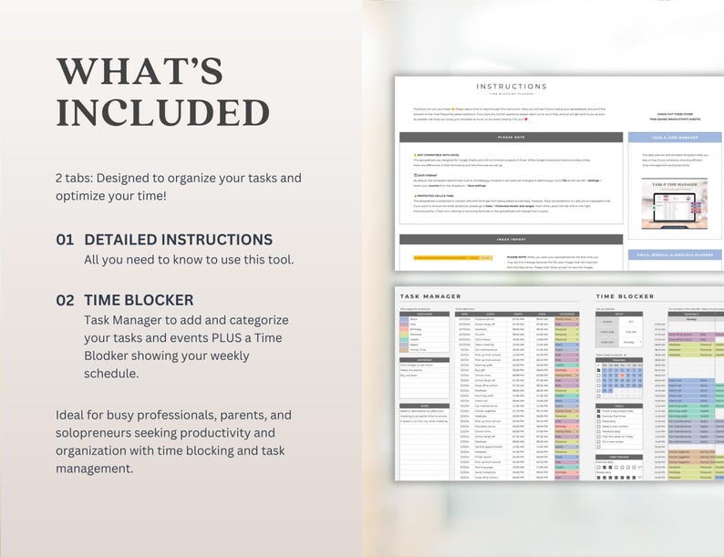 Daily Time Blocking Schedule Timeblocker Template Timeblock Hourly Week ...