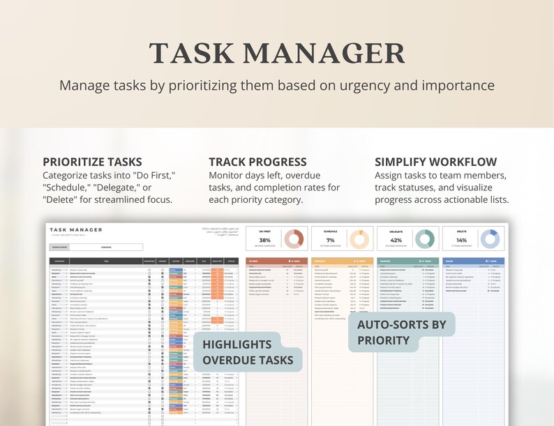 Task Manager Google Sheet Task Tracker Management Priority Matrix ...