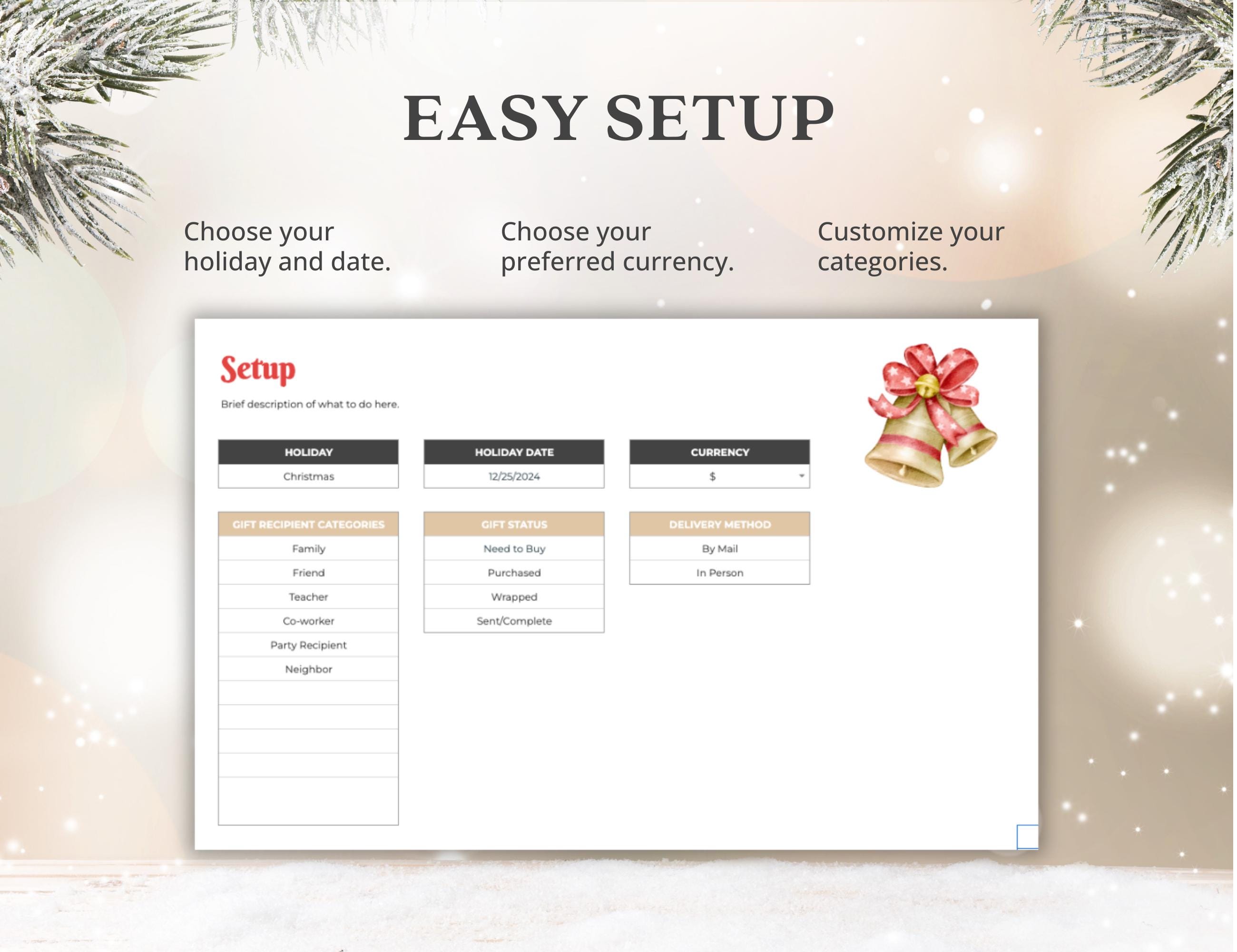 Christmas Gift Tracker Spreadsheet Budget Tracker Google Sheets Holiday ...