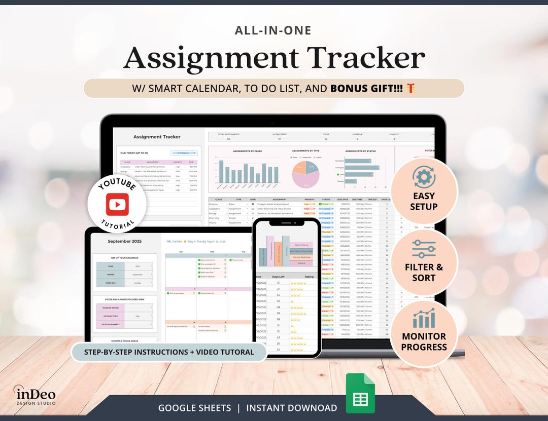 Assignment Tracker Student Planner Bundle Google Sheets College ...