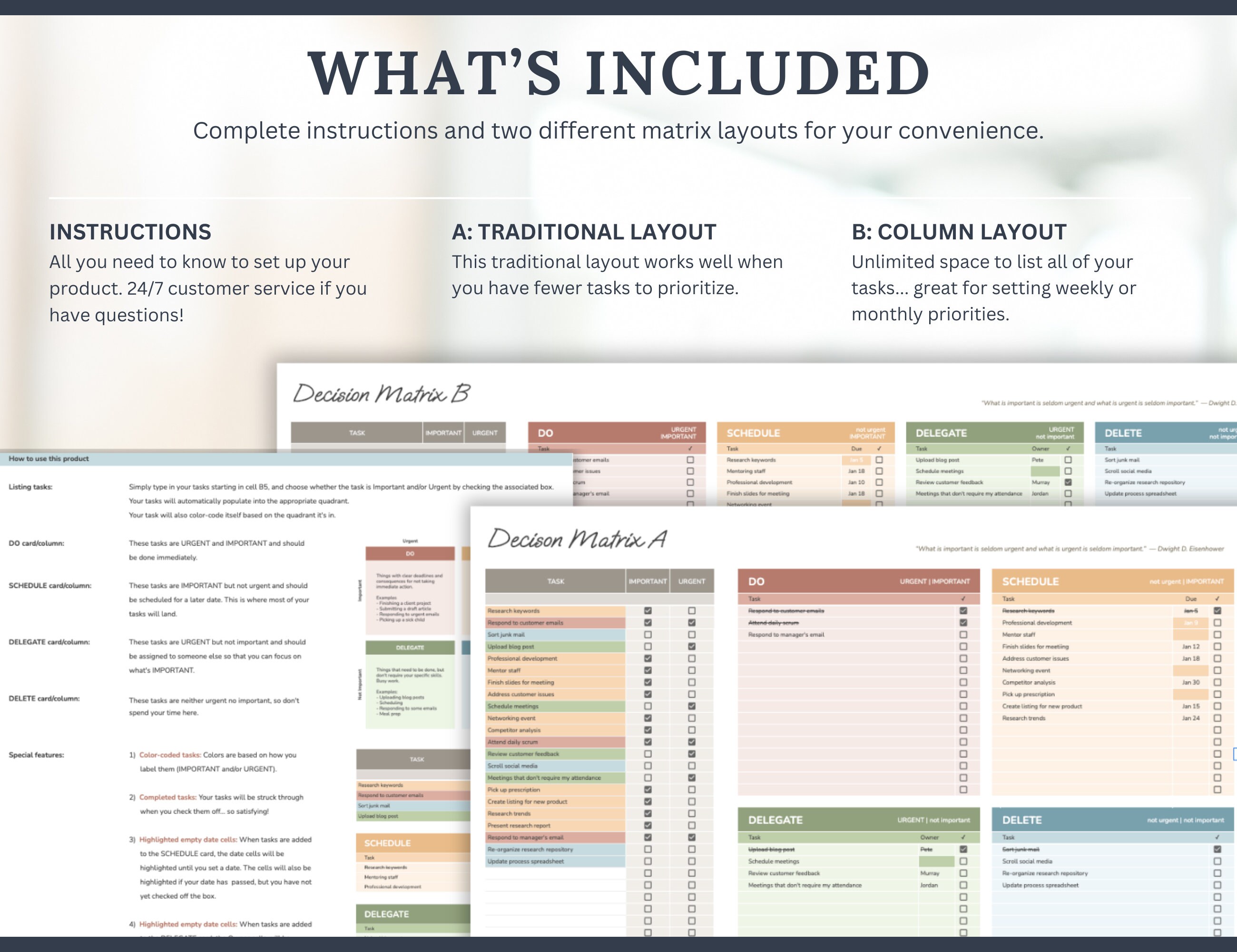 Task Tracker and Decision Priority Matrix, Daily Checklist and to Do ...