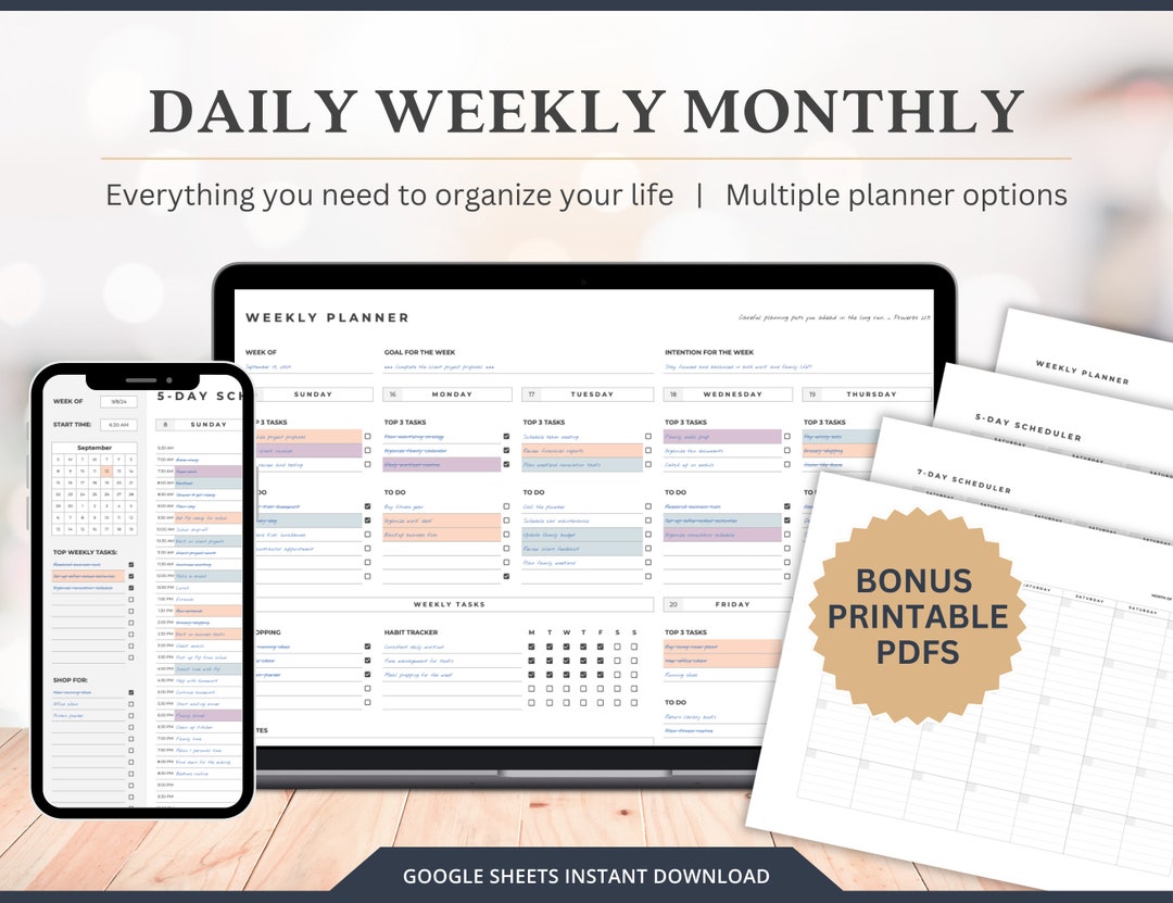 Daily Weekly Monthly Planner 2025 Digital Planner Template for Small ...