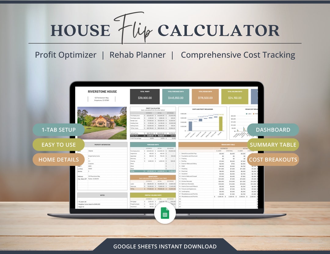 Investment Tracker Google Sheets Budget House Flipping Calculator Home ...