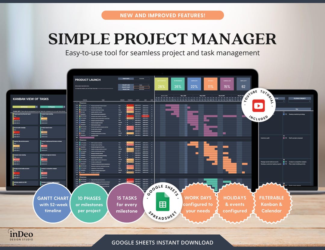 Project Management Template Google Sheet Project Planner Small Business ...