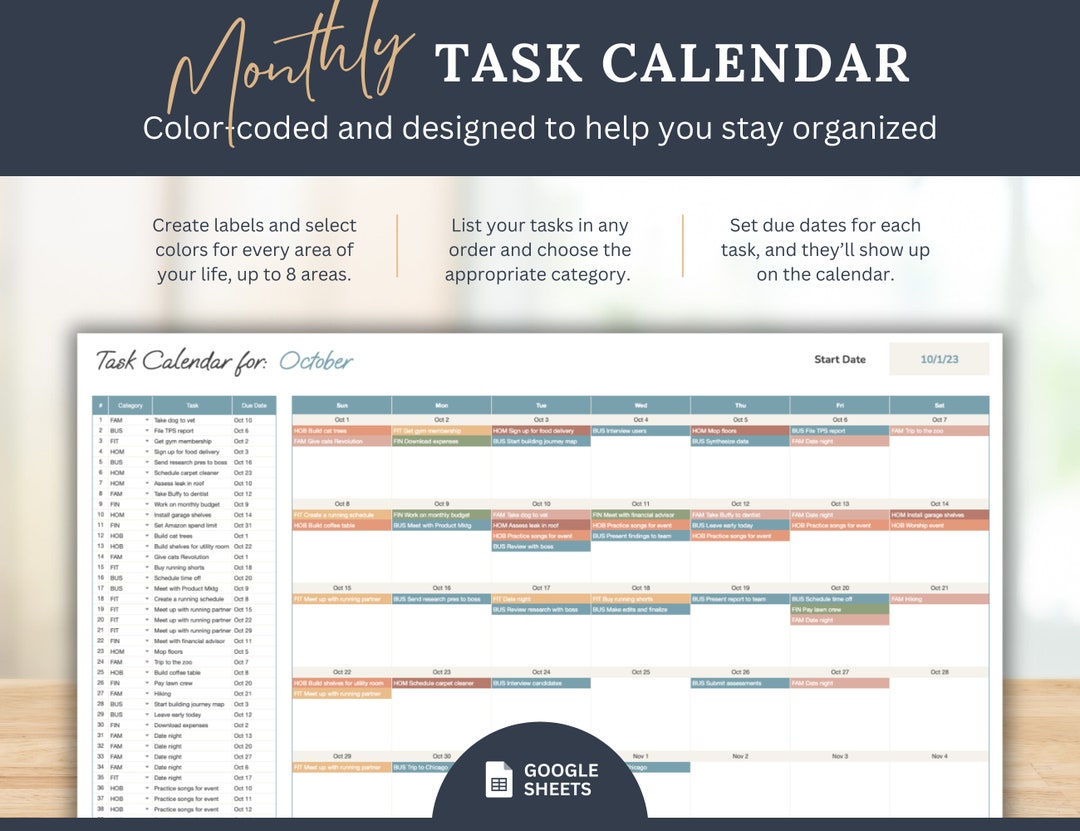 2024 Calendar, Task Calendar Color-coded Smart Calendar, Goal Planner ...