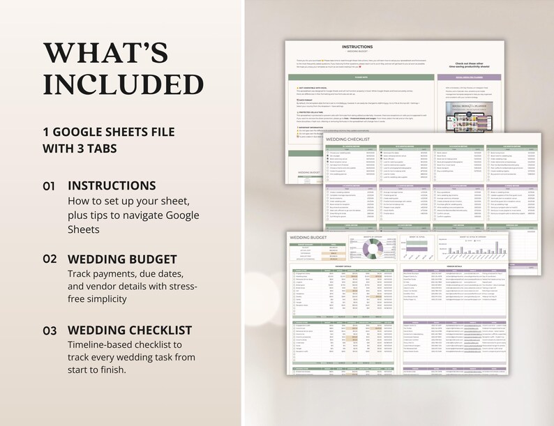 Wedding Budget Template Wedding Checklists Spreadsheet Wedding Details ...