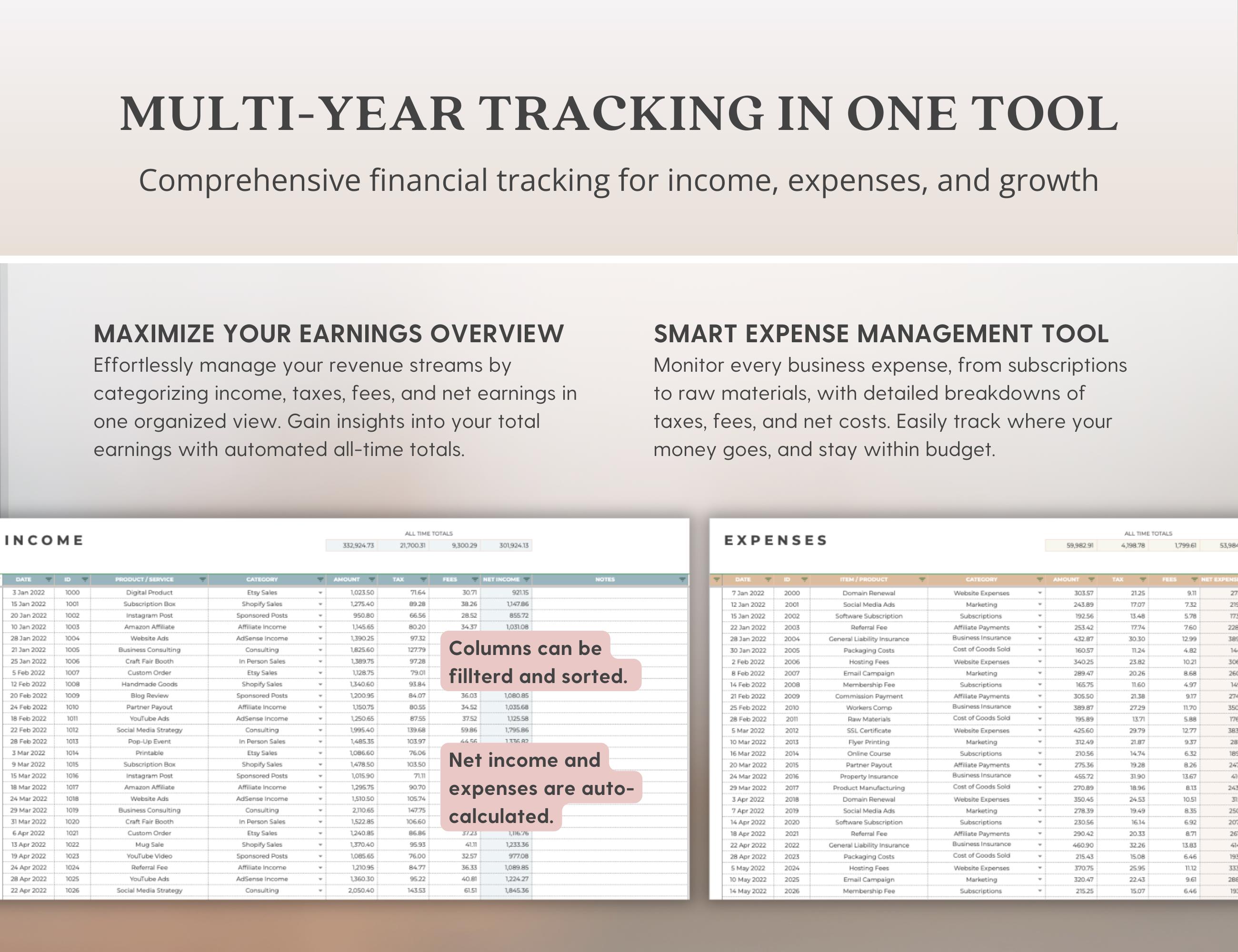 Business Bookkeeping Spreadsheet Template Income and Expenses Tracker ...