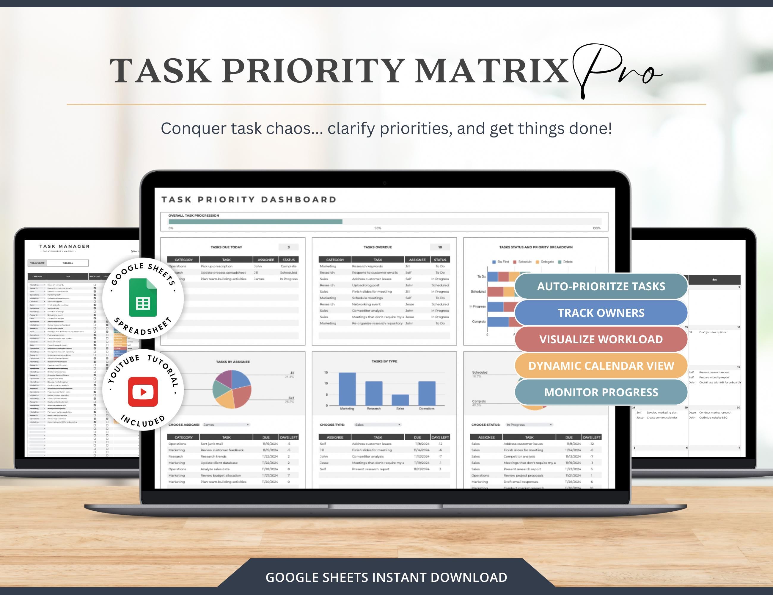 Task Manager Google Sheet Task Tracker Management Priority Matrix ...