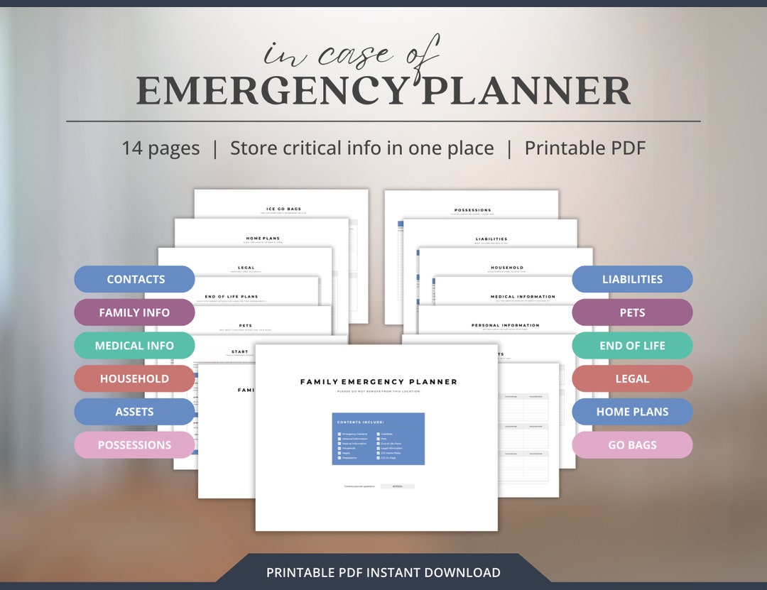 In Case of Emergency Planner Templates Printable PDF for Downloads End ...