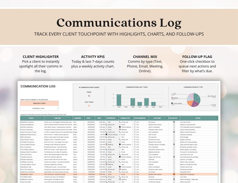 Small Business Client Tracker Template Google Sheets CRM Tracker ...