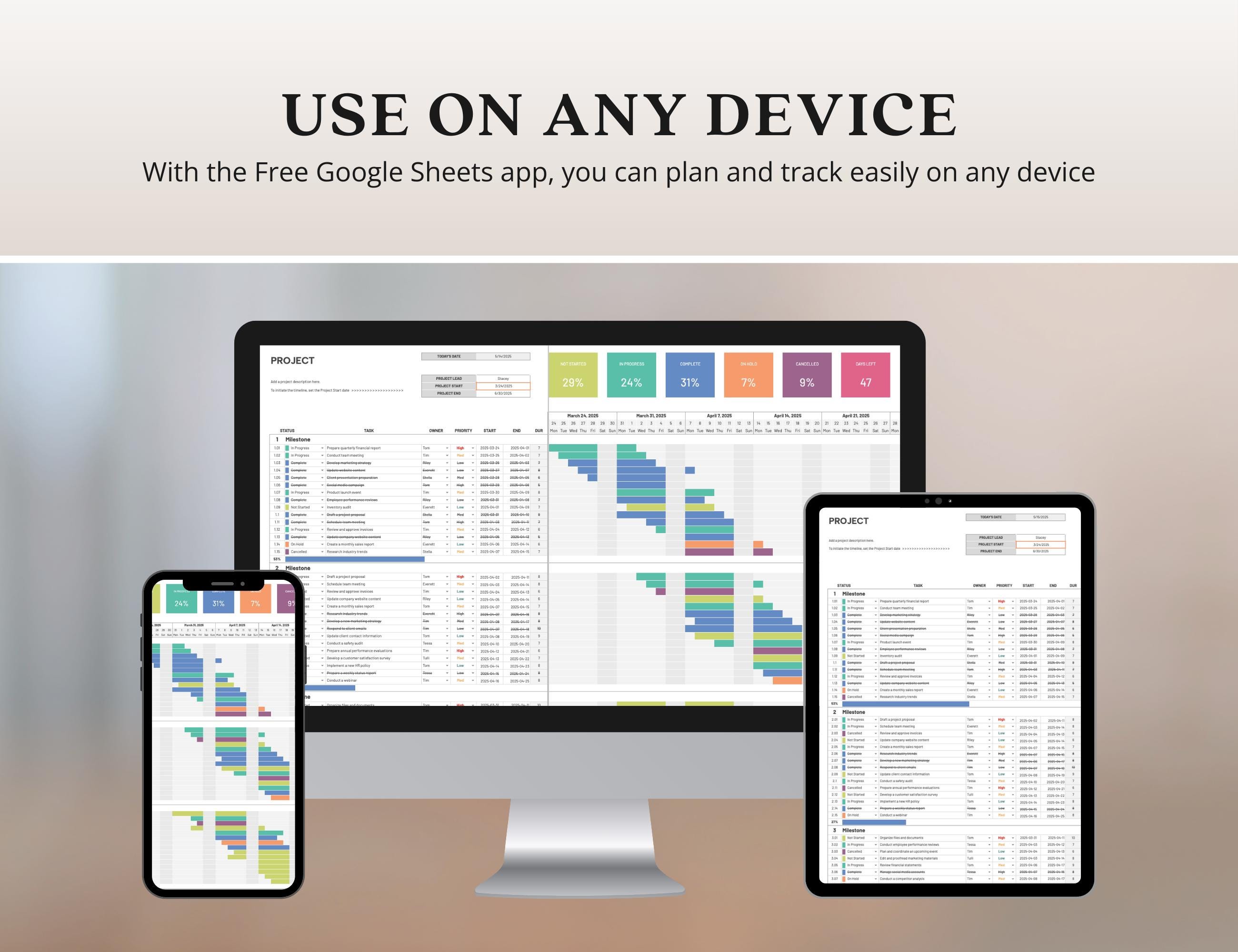 Gantt Chart Project Management Tool Gantt Timeline Project Google Sheet ...