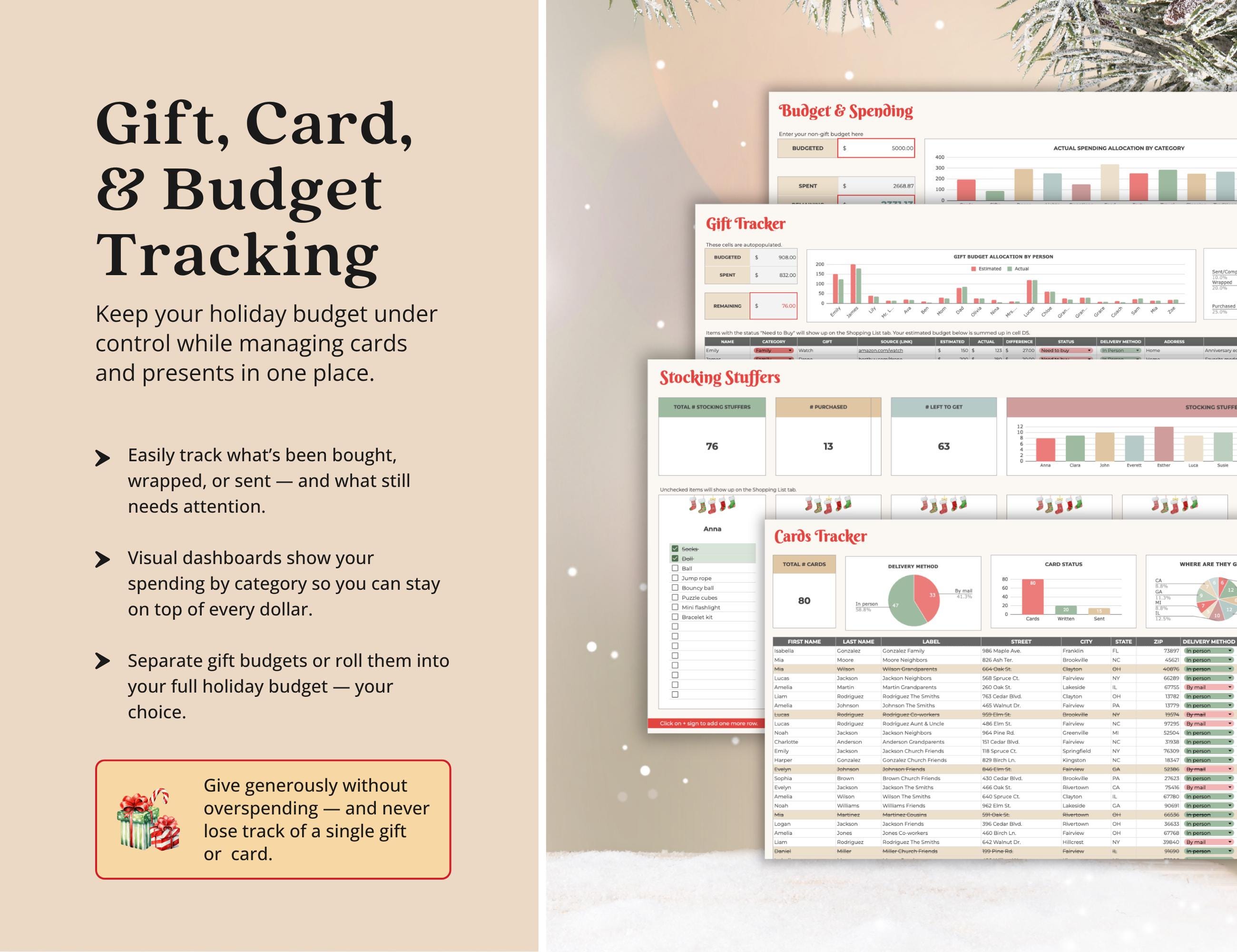 Christmas Organizer Template Google Sheets Gift Tracker Spreadsheet ...