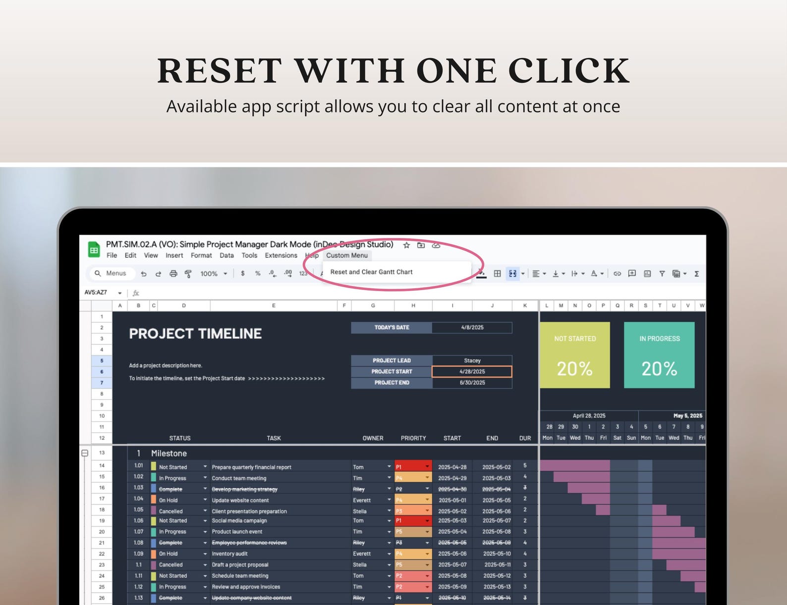 Project Management Template Google Sheet Project Planner Small Business ...
