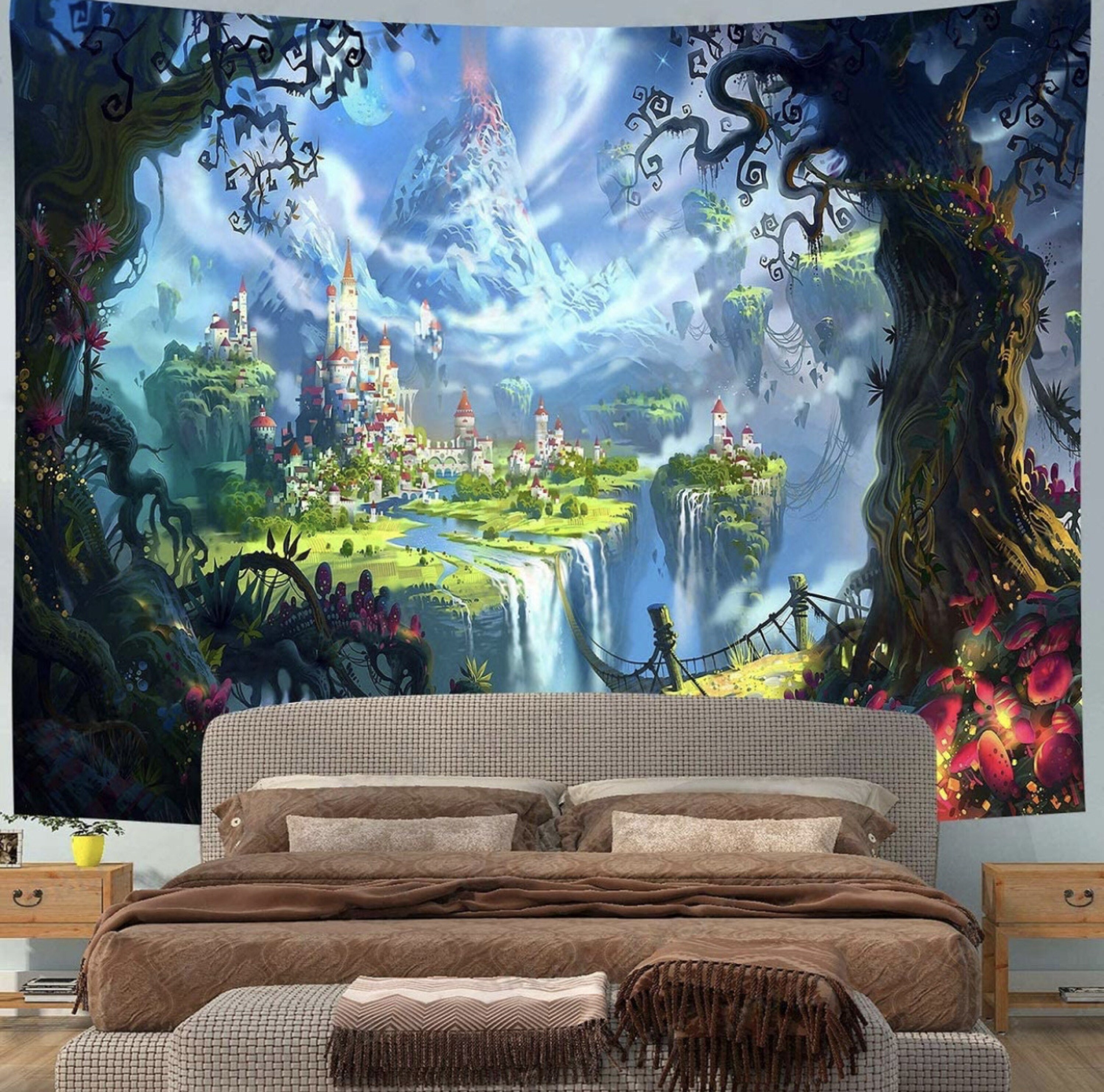 Forest Castle Psychedelic Tapestry Fantasy Wall Tapestry - Etsy