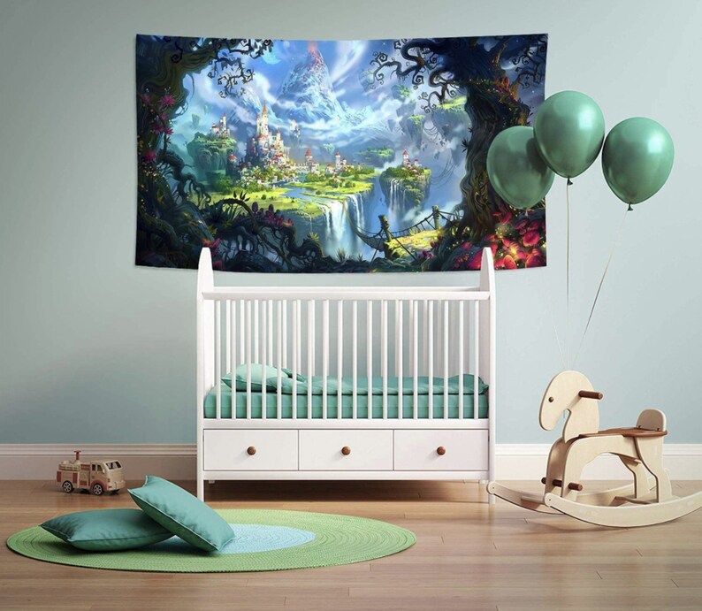 Forest Castle Psychedelic Tapestry, Fantasy Wall Tapestry Fairy Tale ...