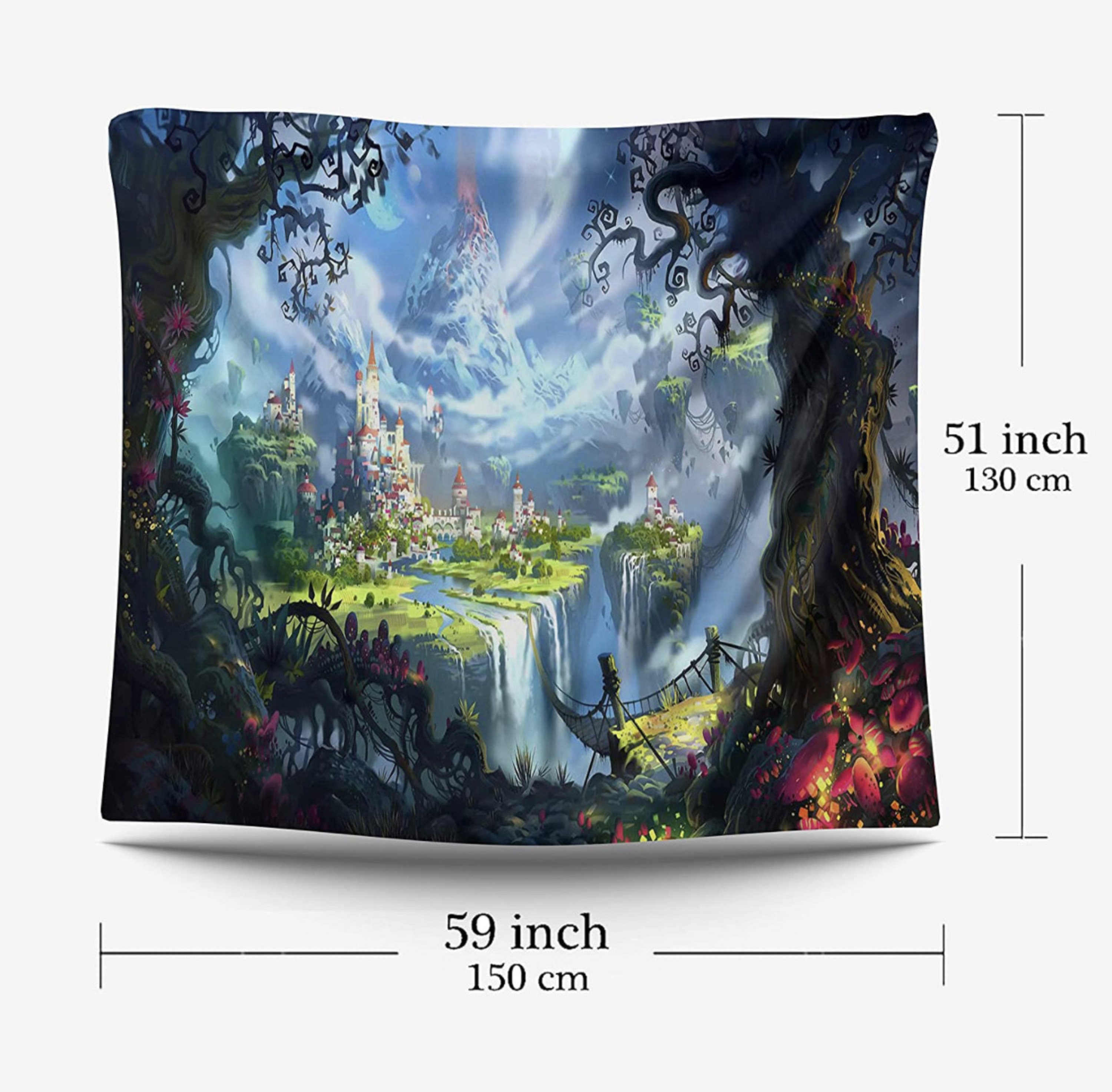Forest Castle Psychedelic Tapestry, Fantasy Wall Tapestry Fairy Tale ...
