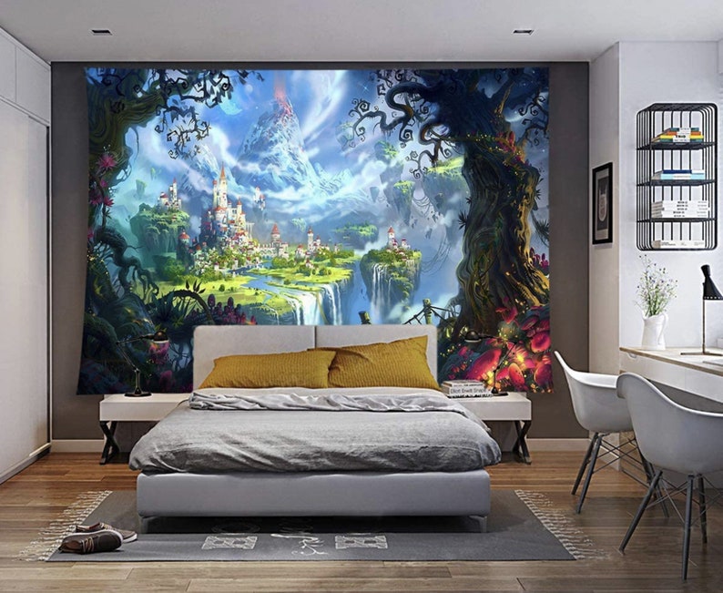 Forest Castle Psychedelic Tapestry Fantasy Wall Tapestry - Etsy