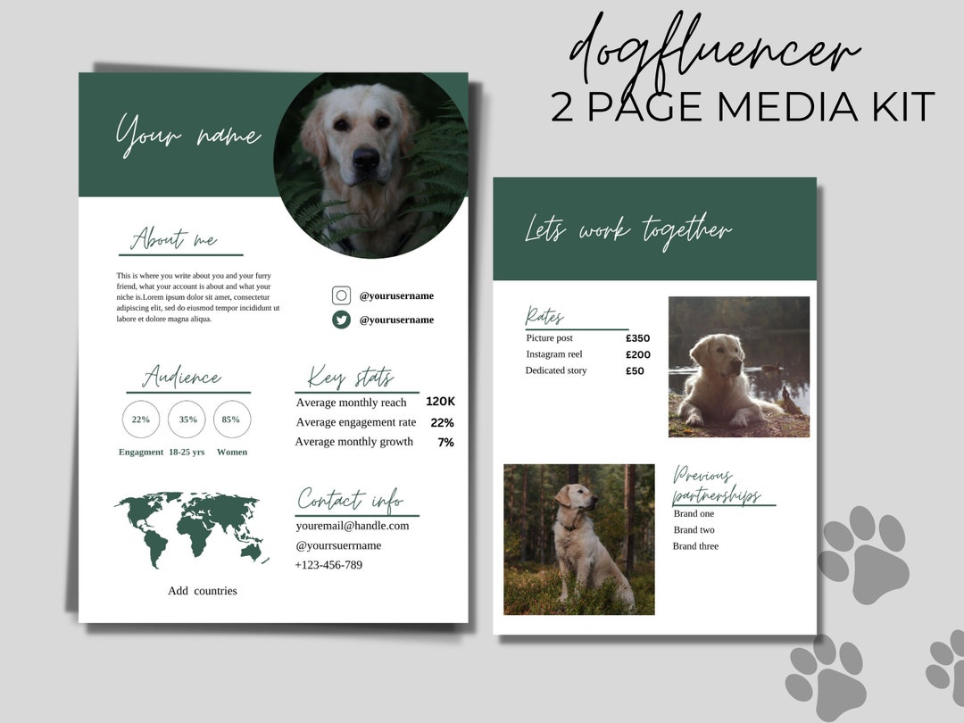 Dogfluencer Media Kit Template / Petfluencer Media Kit - Etsy