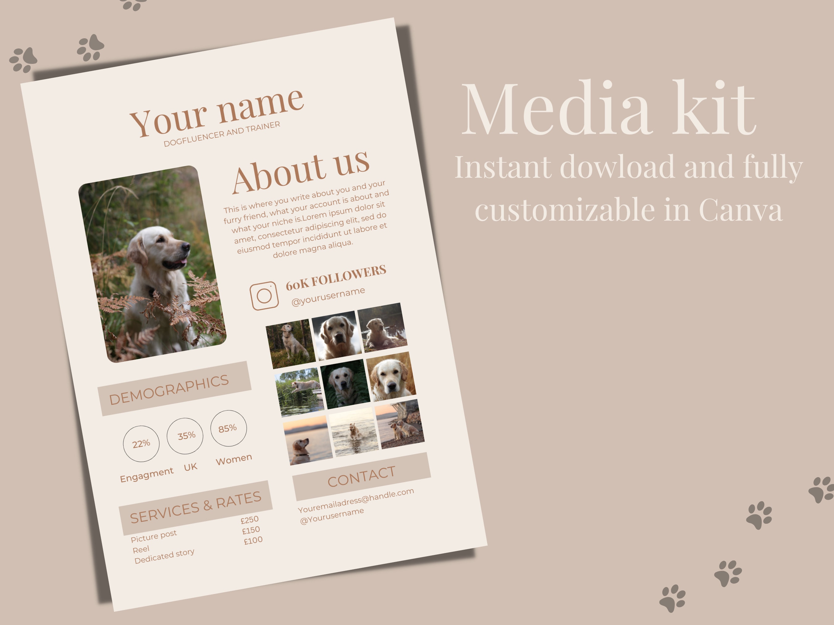 Dogfluencer Media Kit Template / Petfluencer Media Kit - Etsy