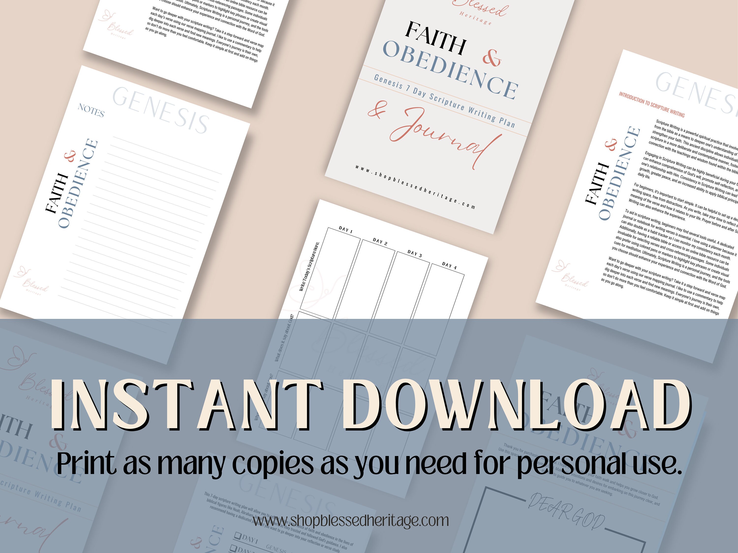 Faith & Obedience Scripture Writing Plan Genesis, Journal, Bible Study ...