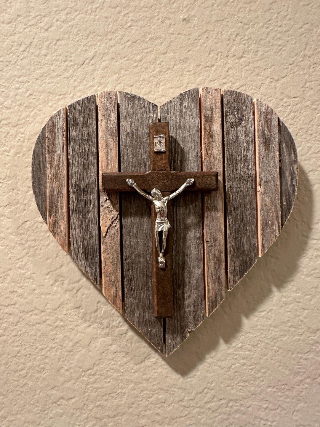 Cross, Crucifix, Heart, Rustic, Wood, Wall Art, Wall Hanging, Religious ...