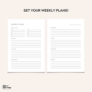 Printable Weekly Planner on 2 Pages With Daily To-do List, Customizable ...
