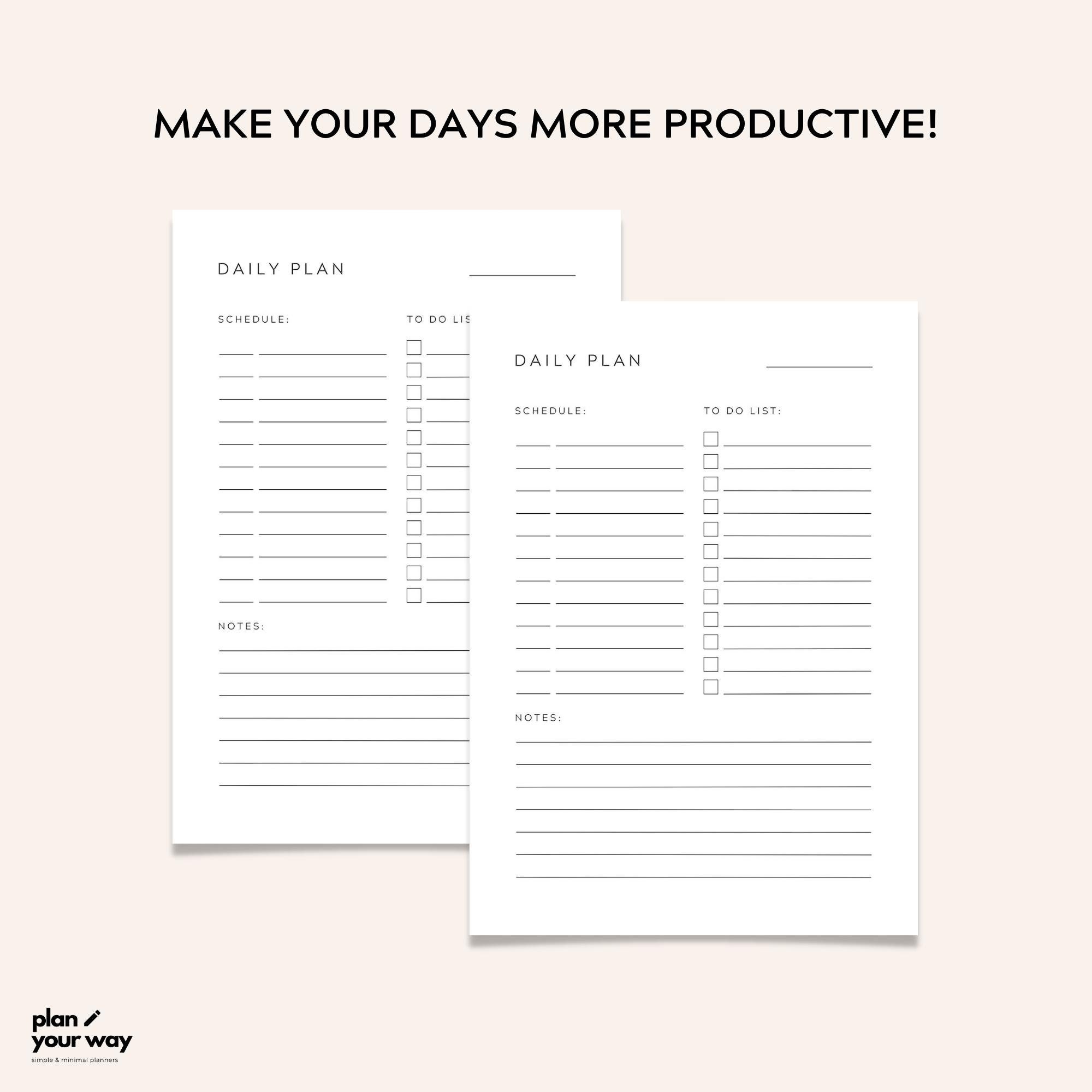 Daily Schedule Printable, Planner Template, Customizable Organizer ...
