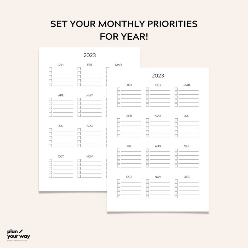 Yearly Plan With to Do List, 2023 Yearly Calendar, Yearly to Do List ...