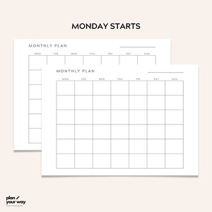 Monthly Calendar Planner, Printable Monthly Organizer, Home Office Wall ...