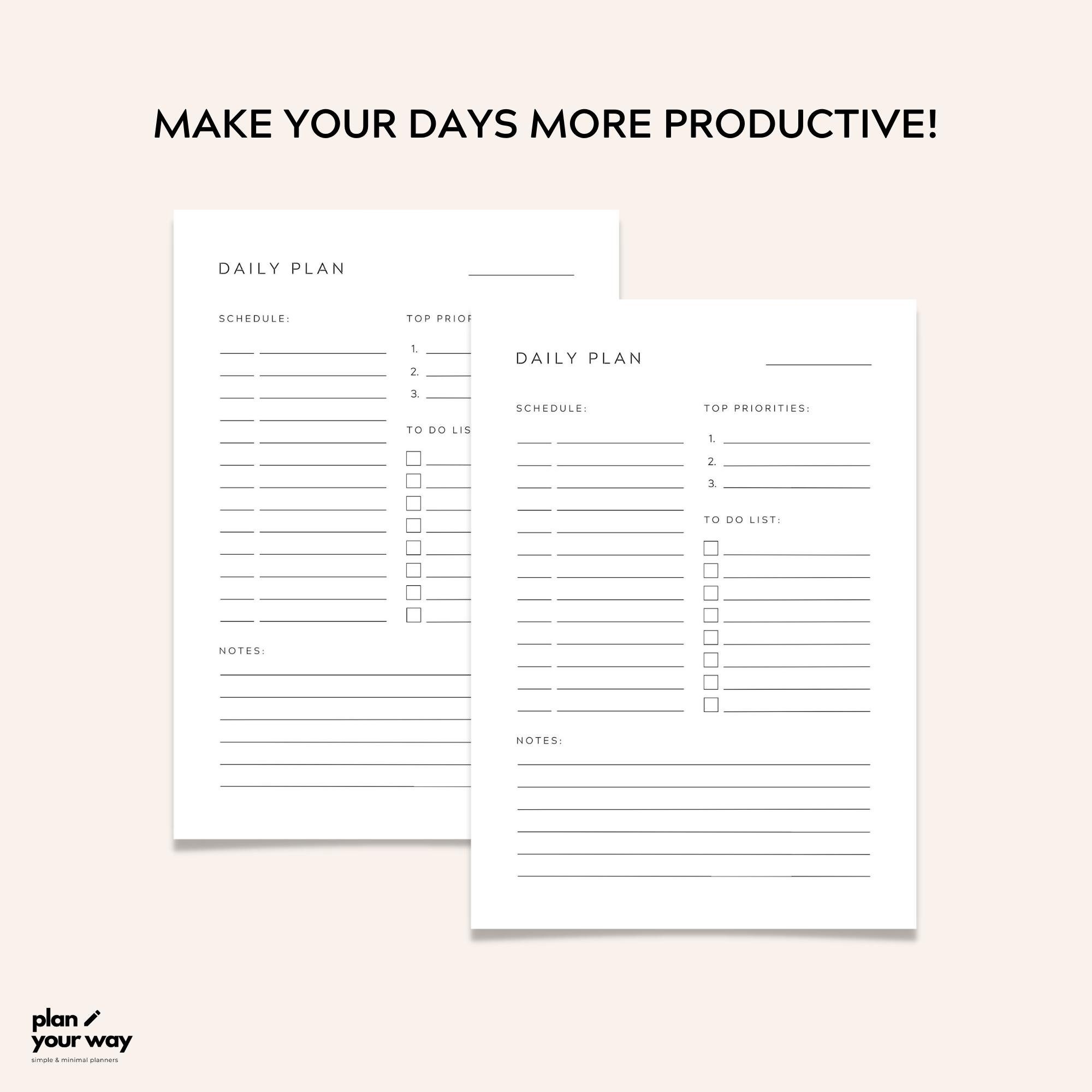 Daily Routine Planner, Printable Schedule, Digital Download Organizer ...
