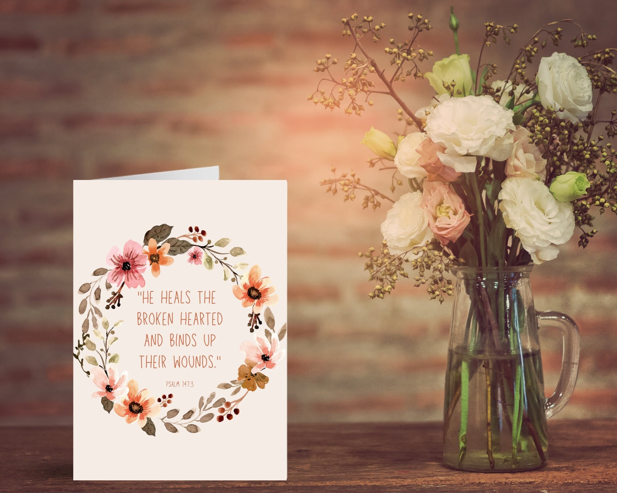 Printable Sympathy Card Psalm 147:3 Grief Bereavement Broken Hearted ...