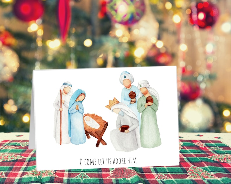 Printable Christmas Card Merry Christmas O Come Let Us Adore Him ...